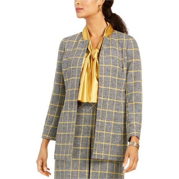 Kasper | Jackets & Coats | Kasper Womens Plaid Blazer Jacket Yellow Nwt ...